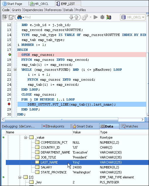 Oracle SQL Developerを使用したPL/SQLの開発とデバッグ
