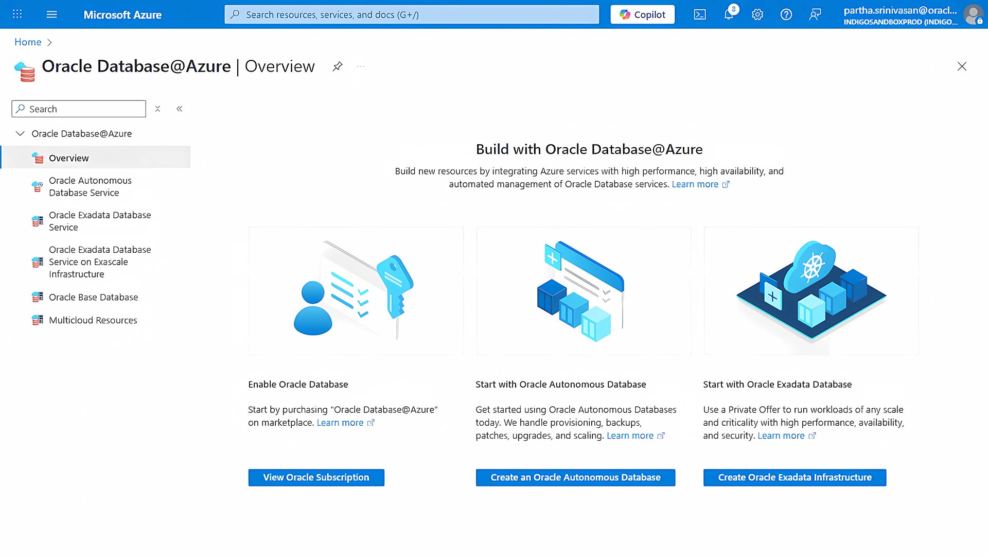 Database Azure Services Oracle