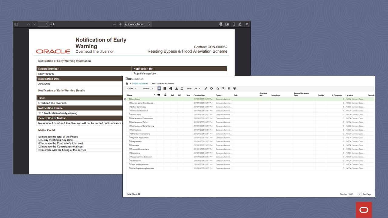 Oracle Primavera Unifier NEC4 product tour | Oracle United Kingdom