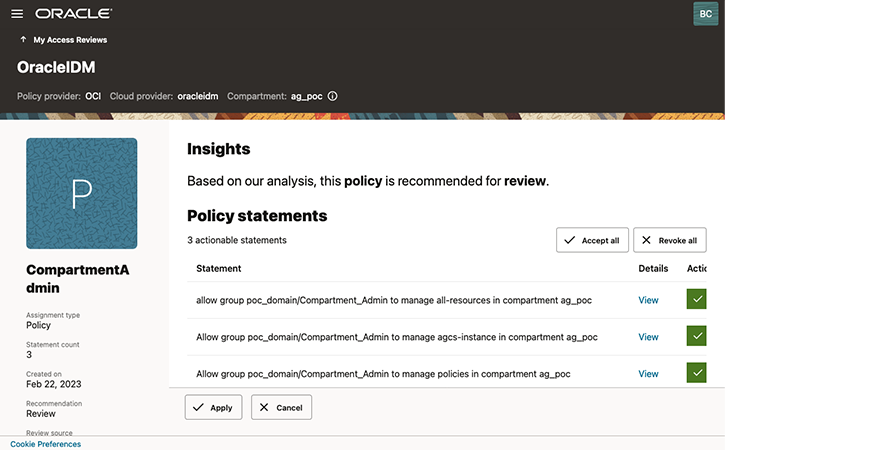 Access Governance Features | Oracle 日本