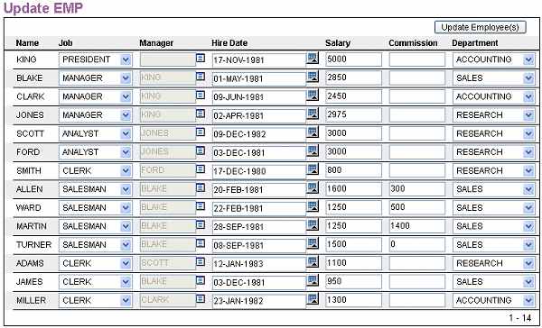 Application Express: How To build multi row insert and update forms