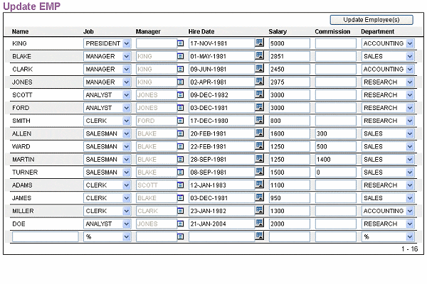 Application Express: How To build multi row insert and update forms