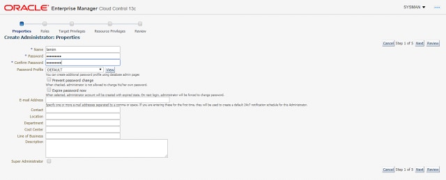 Criando um usuário com permissão de visualização no Oracle Enterprise ...