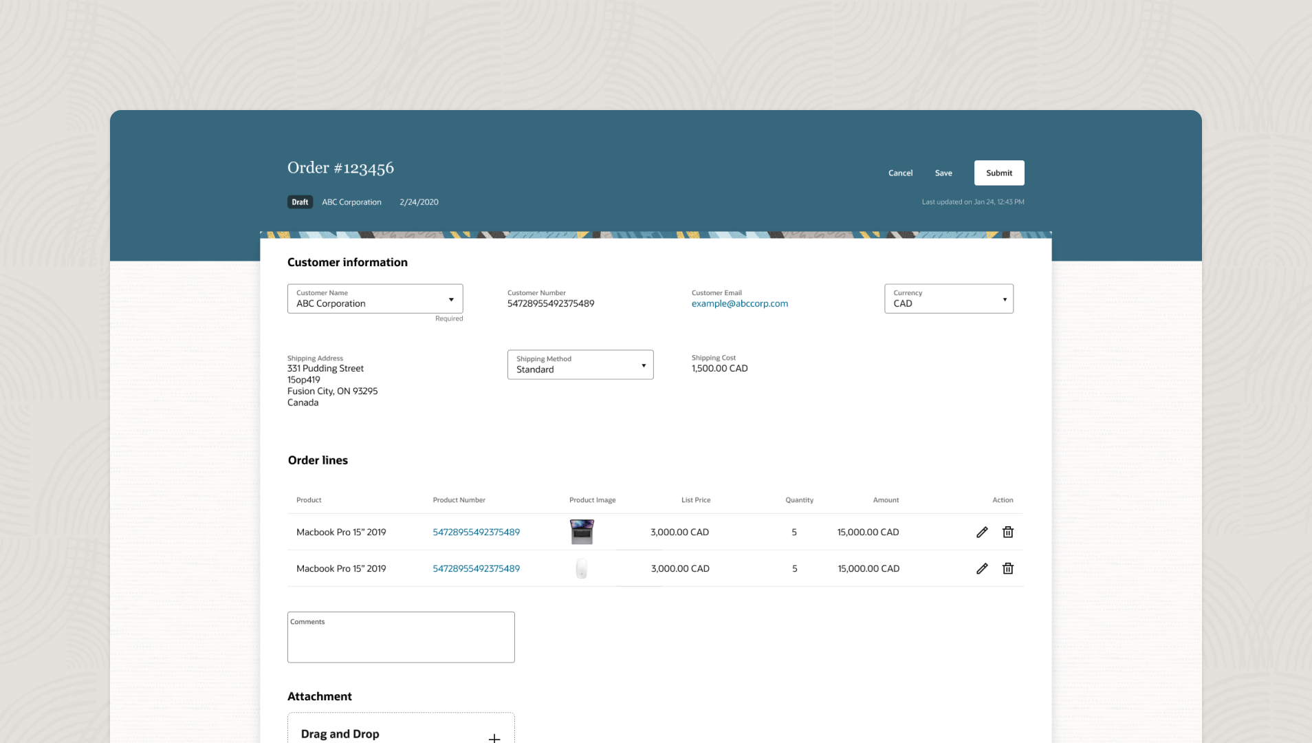 Advanced create and edit page template