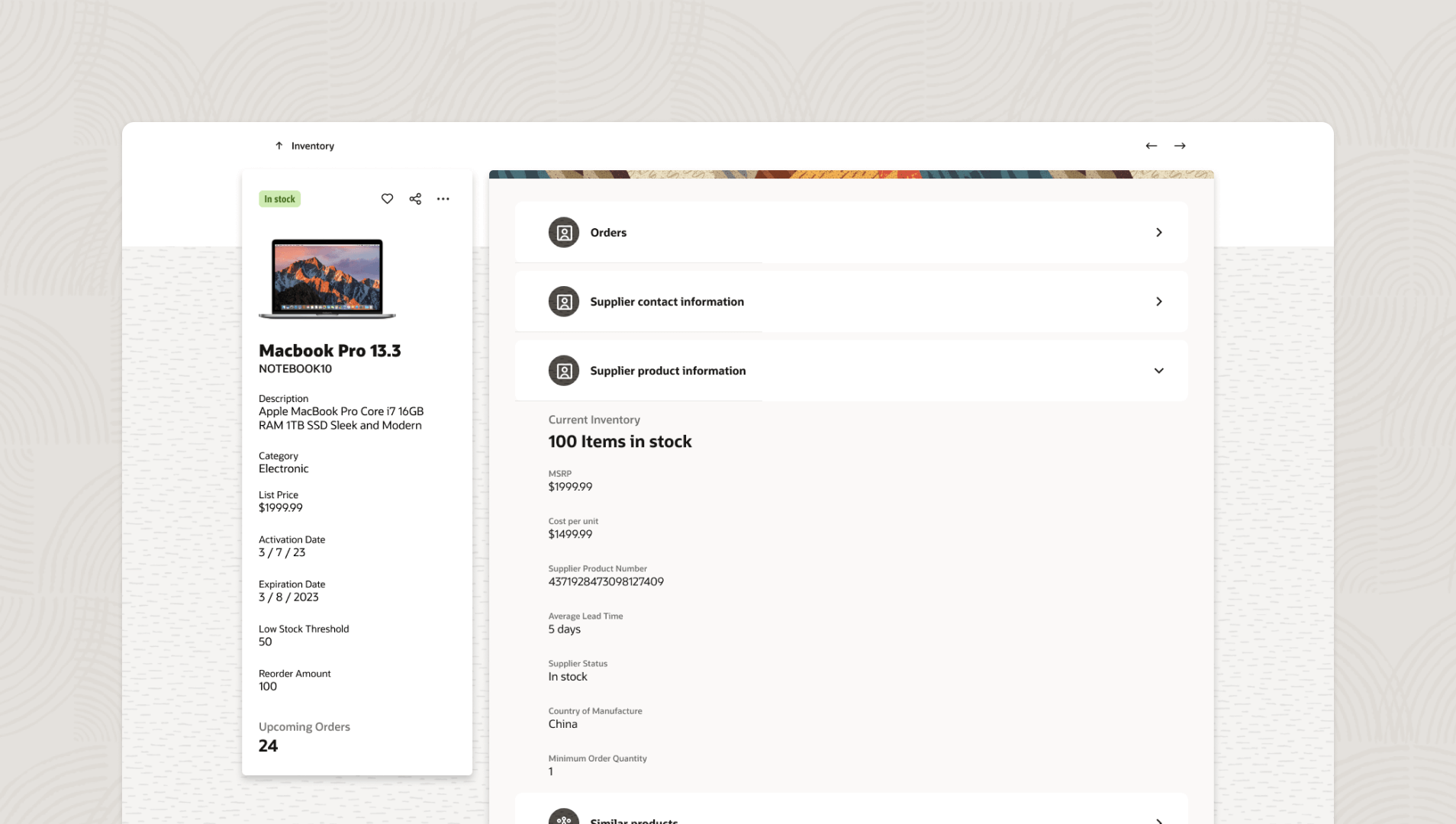 Item overview page template