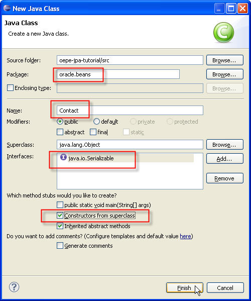 Oepe Spring Jpa Tutorial Step 3 Create And Manage Entities