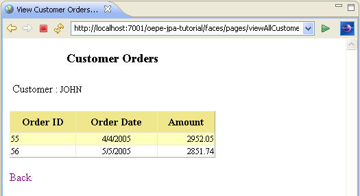 OEPE Spring JPA Tutorial: Step 6: Connecting Entities to a User Interface