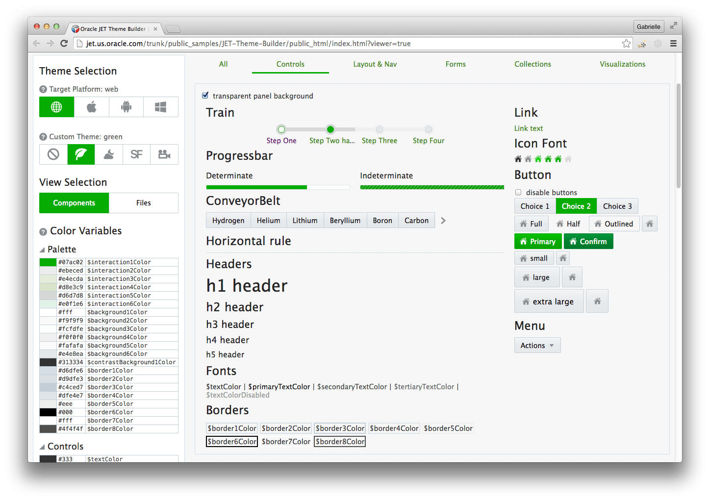 CSS Var Theme Builder - Oracle JET