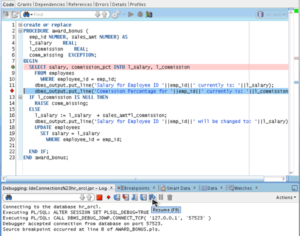 Testing and Debugging Procedures using SQL Developer