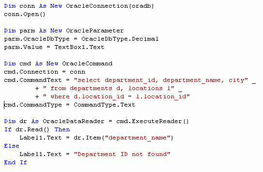 Getting Started with Oracle Data Provider for .NET (VB.NET Version)