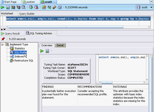 SQL Tuning Advisor