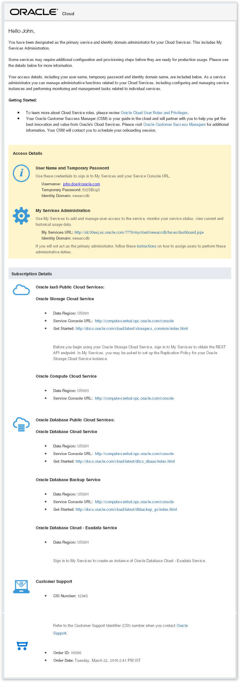 Overview of Setting Up a Metered Oracle Cloud Service