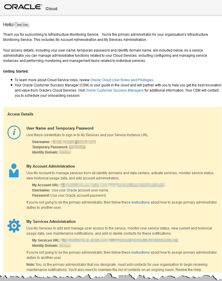 Oracle Infrastructure Monitoring Cloud Service - Setup Overview