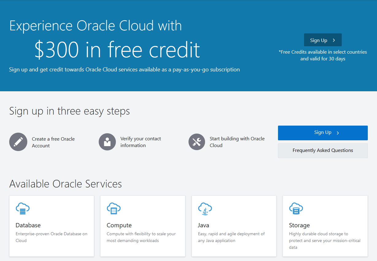 Overview of the Free Oracle Cloud Promotion