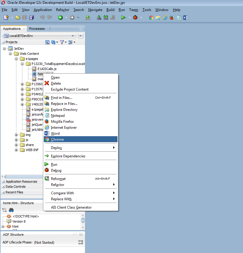 Creating an EnterpriseOne JET Application Based on a Template