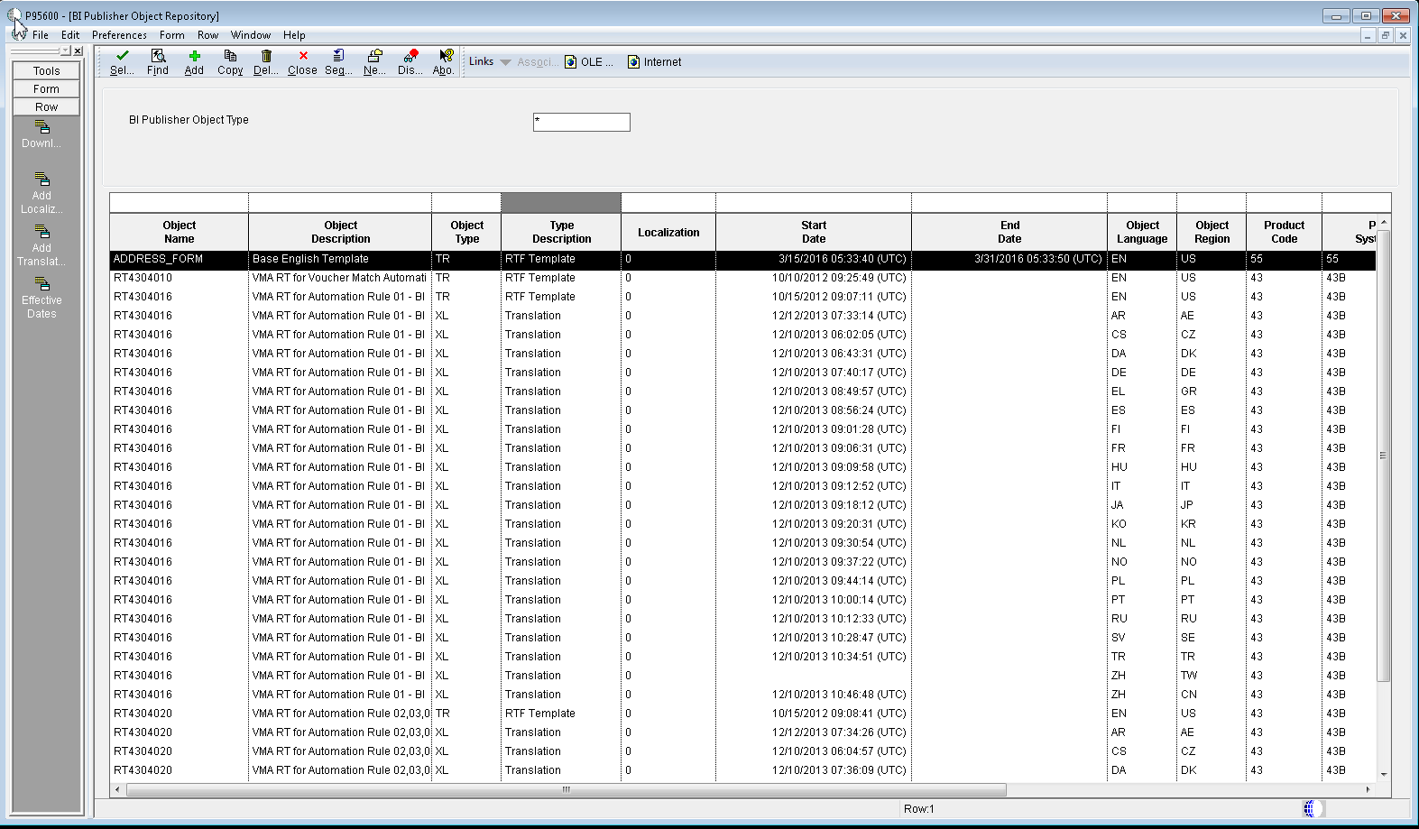 Creación de Objetos de BI Publisher