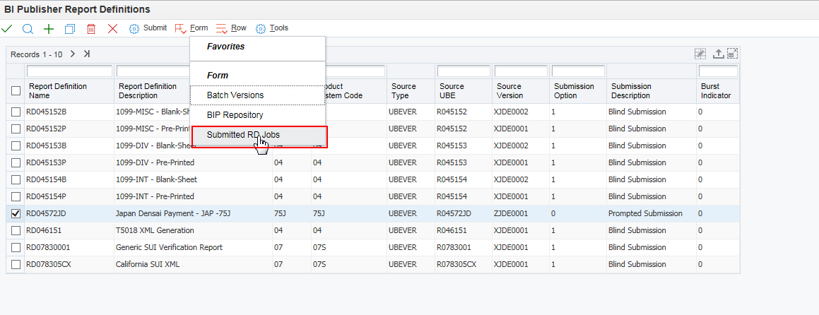 Submitting Report Definitions