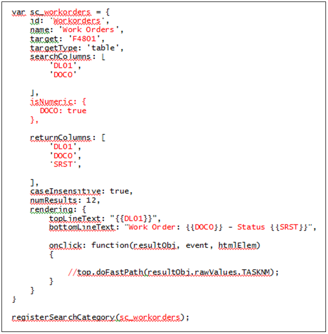 Creating EnterpriseOne Search Category
