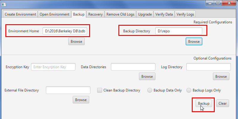 Performing Verification and Backup of a Transactional Environment in Berkeley DB
