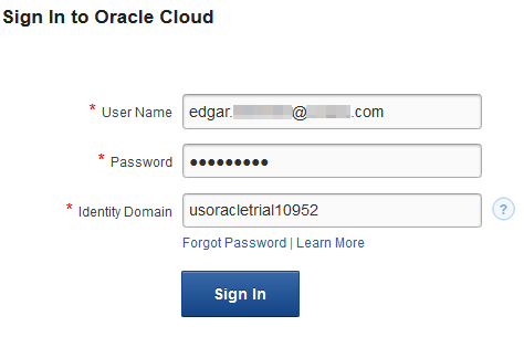 Signing Up for a Java Cloud Service