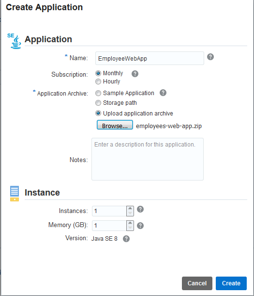Deploying an Application to Oracle Application Container Cloud Service