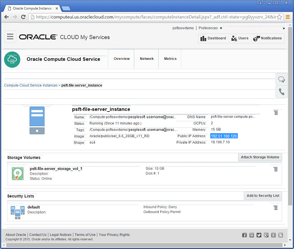 Using PeopleSoft Update Images in Oracle Compute Cloud Service