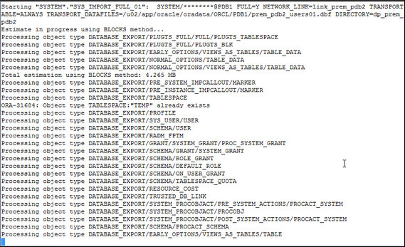 Exporting an On-Premises PDB and Importing into the DBaaS Database