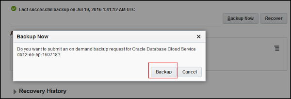 Backing Up and Restoring a Database Cloud Service (DBaas) Instance