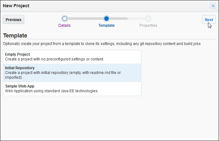 Creating a Project Using Oracle Developer Cloud Service