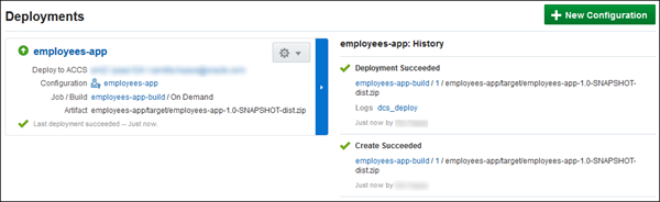 Creating a Project from a Template and Deploying It to Oracle Application Container Cloud Service