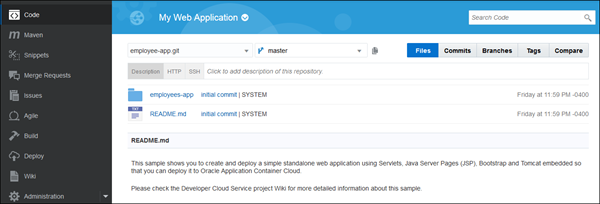 Creating a Project from a Template and Deploying It to Oracle Application Container Cloud Service