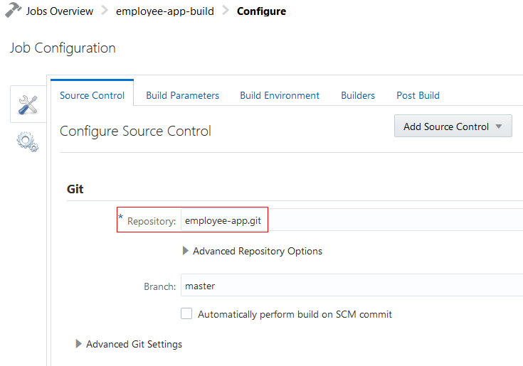Creating A Build Job In Oracle Developer Cloud Service