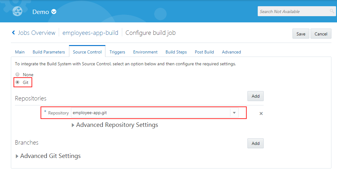 Creating a Build Job in Oracle Developer Cloud Service Classic