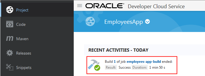 Running A Build Of A Job In Oracle Developer Cloud Service Classic