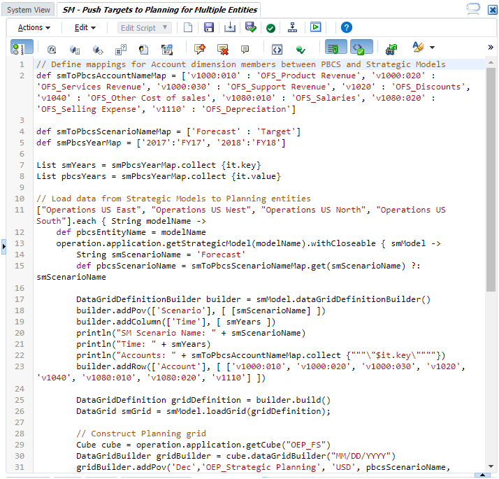 Integrating Data between Planning and Strategic Models Using Groovy