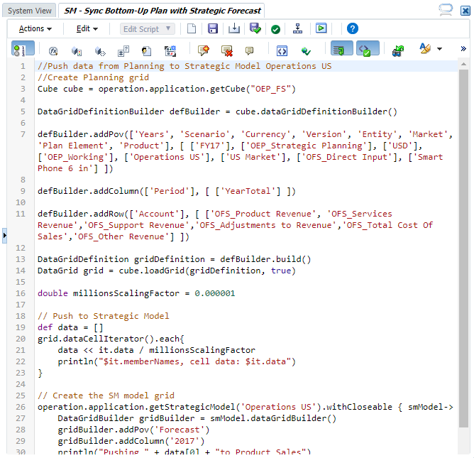 Integrating Data between Planning and Strategic Models Using Groovy