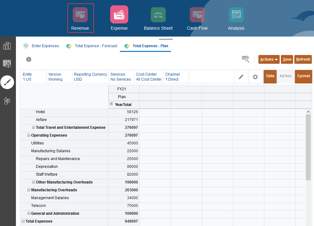 Calculating Actuals and Preparing Plans and Forecasts in Financials