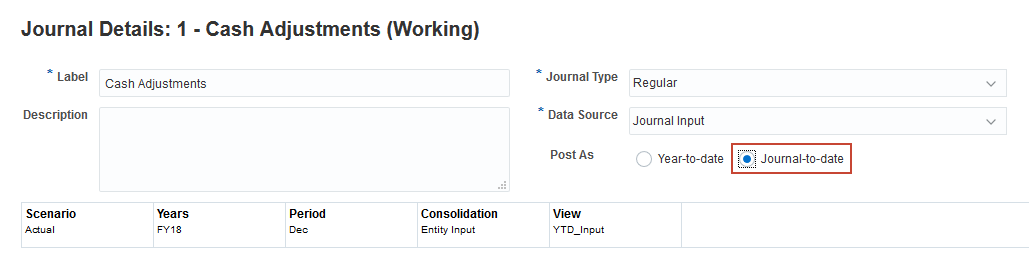 Creating Year-To-Date Journals