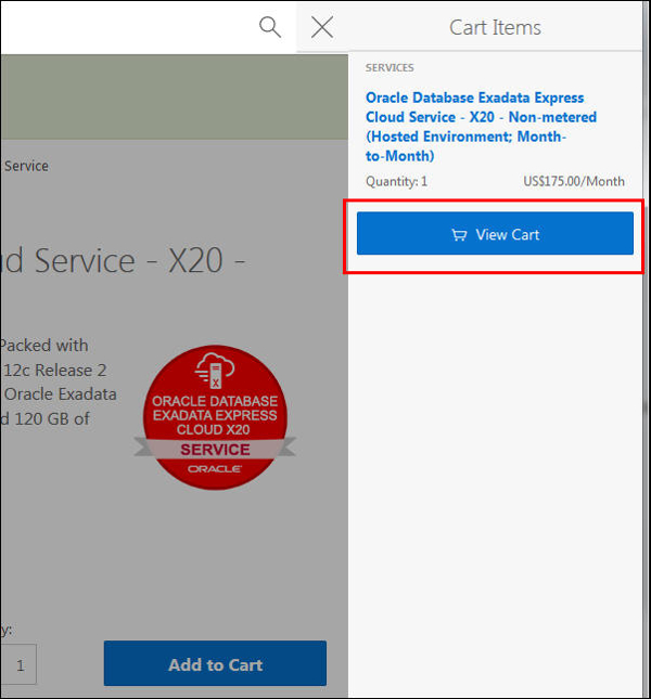 Signing Up for an Oracle Database Exadata Express Cloud Service