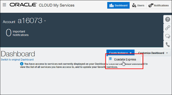 Signing Up for an Oracle Database Exadata Express Cloud Service