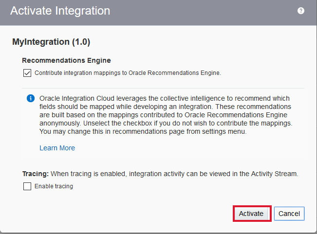 Creating a New Integration in Oracle Integration Cloud