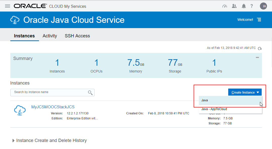 Provisioning Oracle Data Integrator Cloud Service