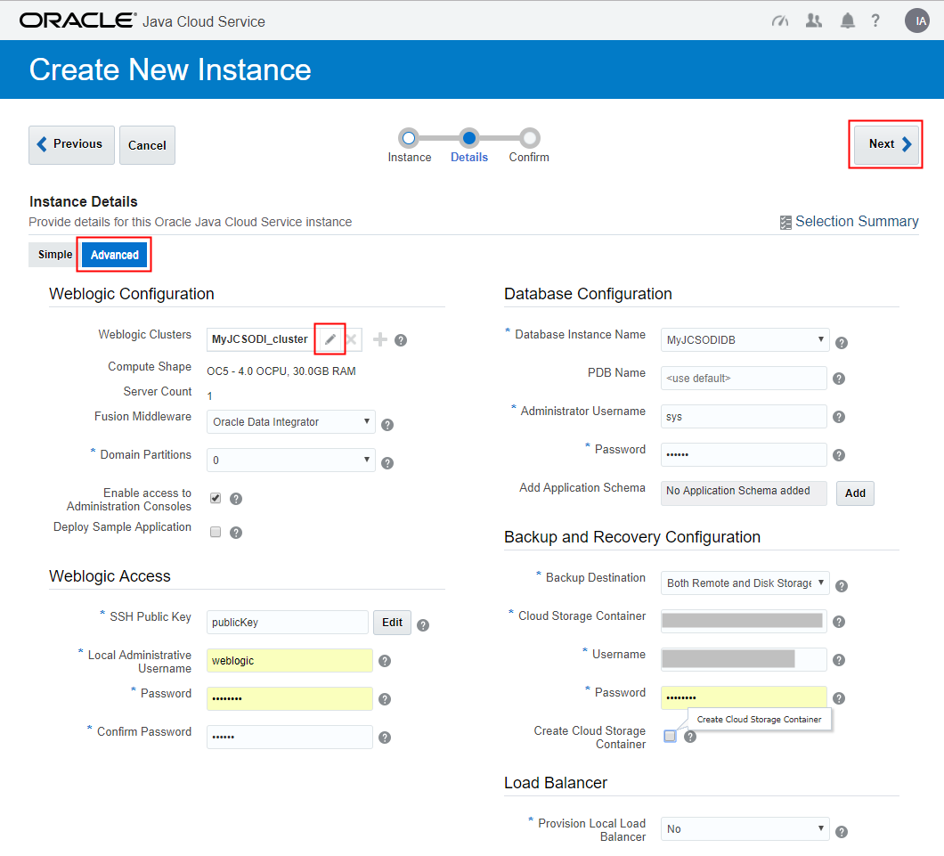 Provisioning Oracle Data Integrator Cloud Service