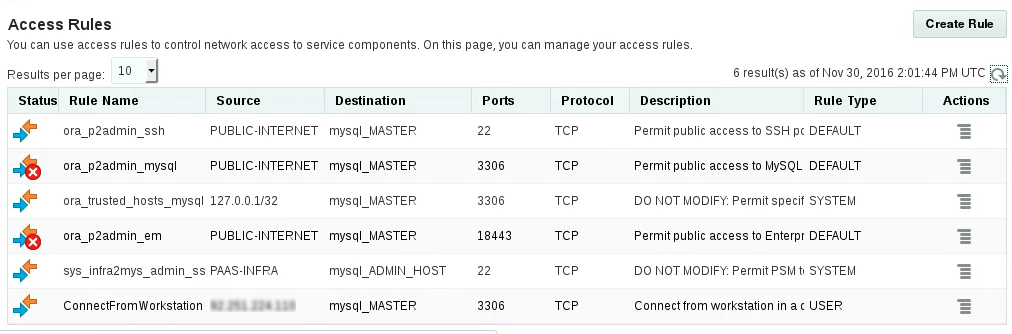 Connecting to MySQL Cloud Service