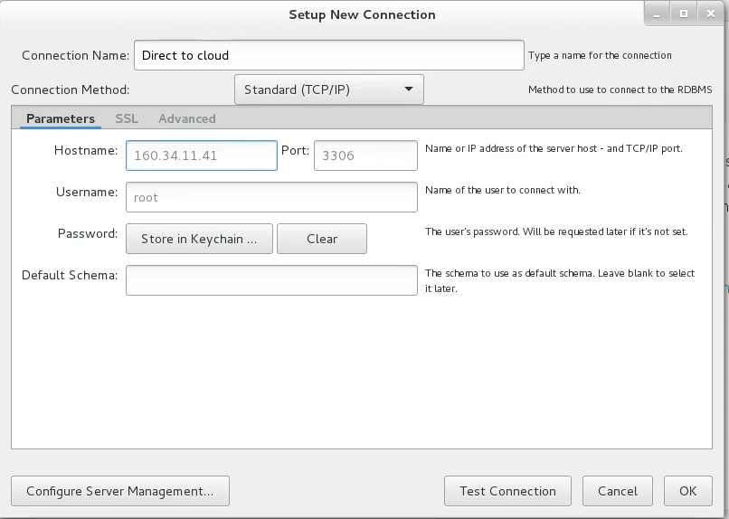 Connecting to MySQL Cloud Service
