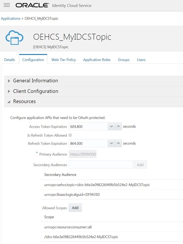 Oracle Event Hub Cloud Service: Producing and Consuming Messages with Oracle Identity Cloud ...