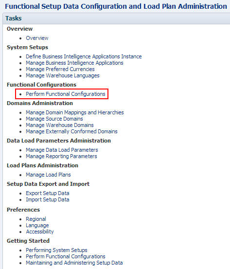 Performing Functional Setup of OTBI Enterprise