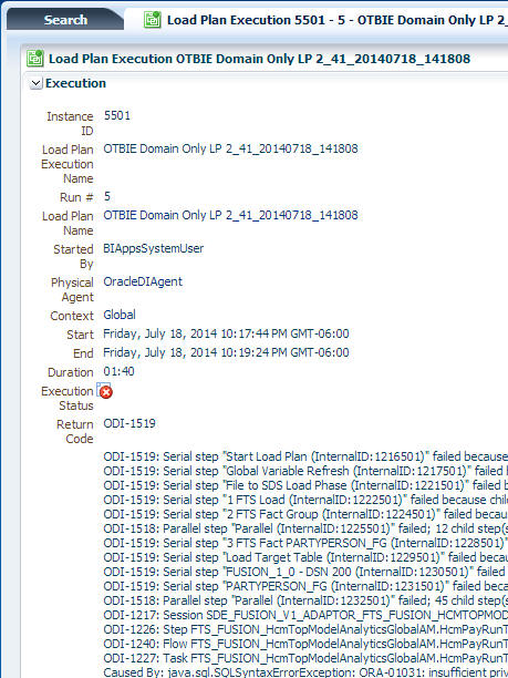 Monitoring and Troubleshooting a Load Plan for OTBI Enterprise