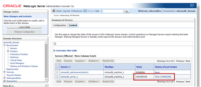 Restarting WebLogic Servers in an Oracle Java Cloud Service Instance