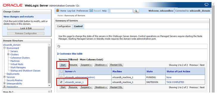 Restarting WebLogic Servers in an Oracle Java Cloud Service Instance